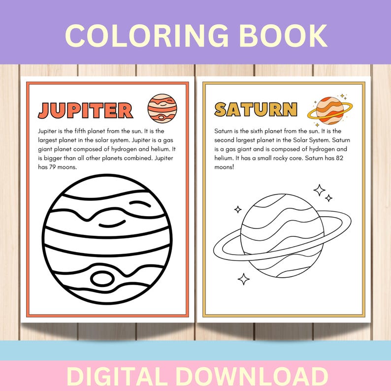 Solar System Coloring Pages for Kids - 9 Informative Coloring Pages, A4 ...