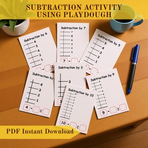 Subtraction Playdough Mats – 8 Printable Pages for Preschool ...