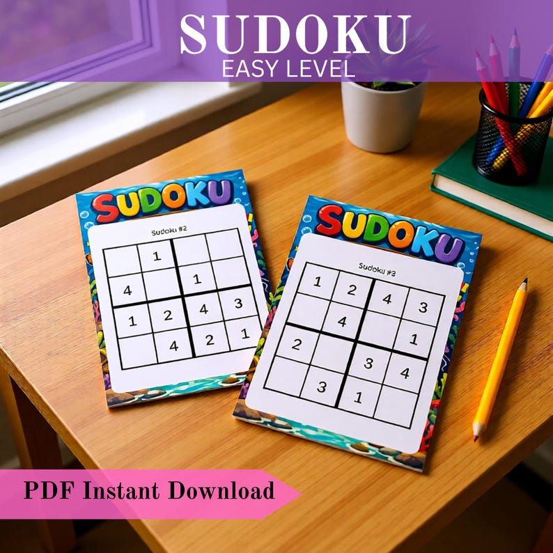 Sudoku for Kids Easy Level | Printable Underwater Theme Sudoku Puzzles ...