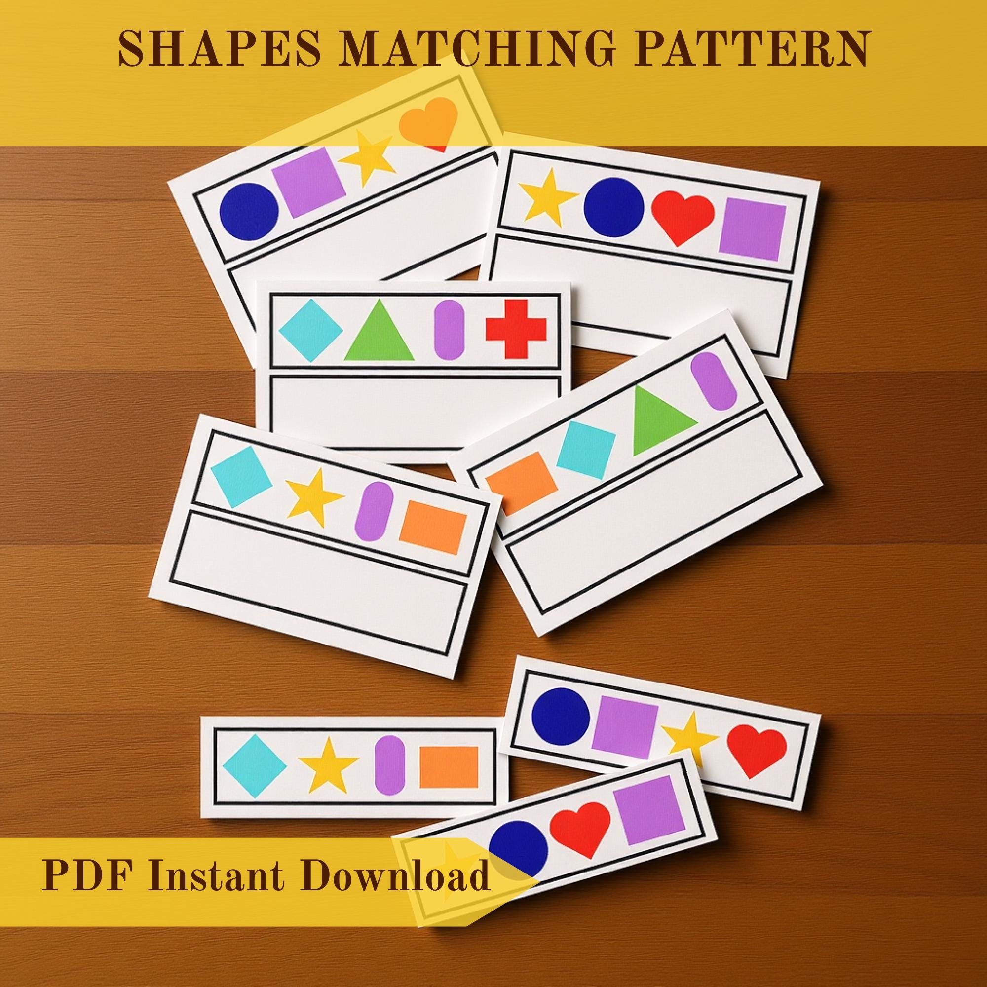 Shapes Pattern Matching- 30 Task Box Activity Set- for Preschool ...