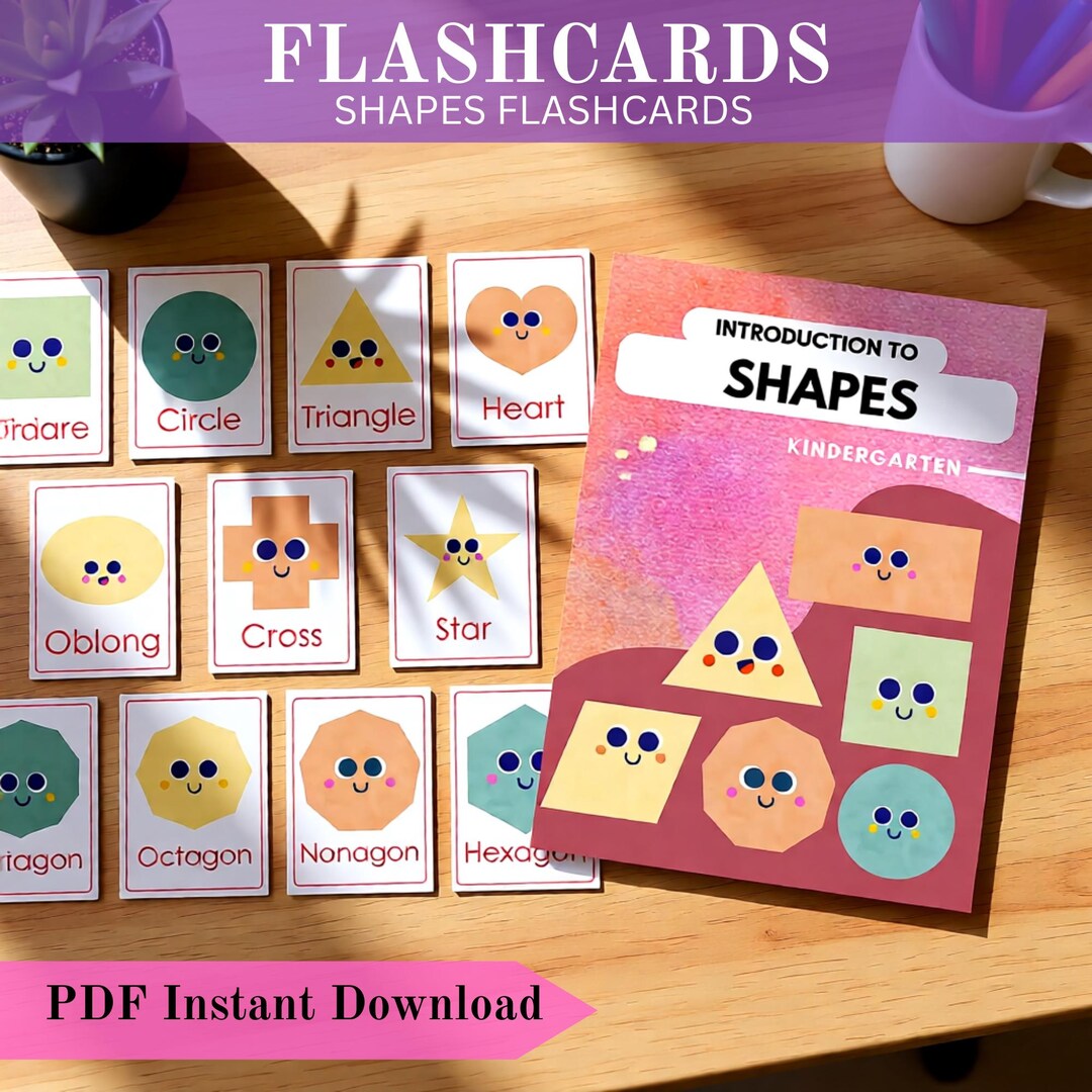 Geometric Shapes Flash Cards Printable Montessori Materials Preschool ...