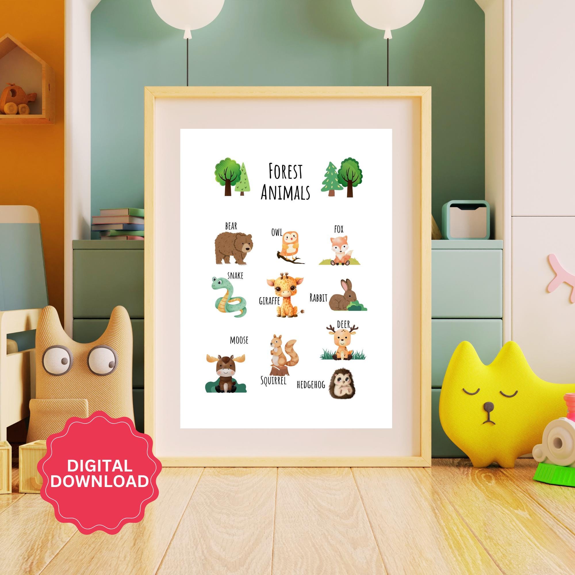 Forest Animals Educational Poster - Fun & Colorful Learning Chart for ...