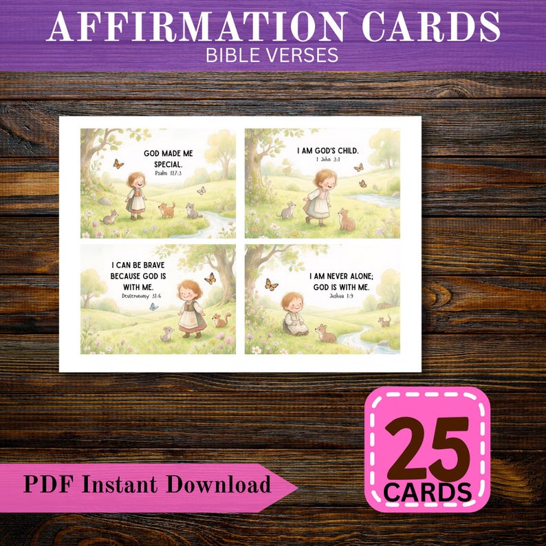 Bible Verse Affirmation Cards for Kids | Christian Positive ...