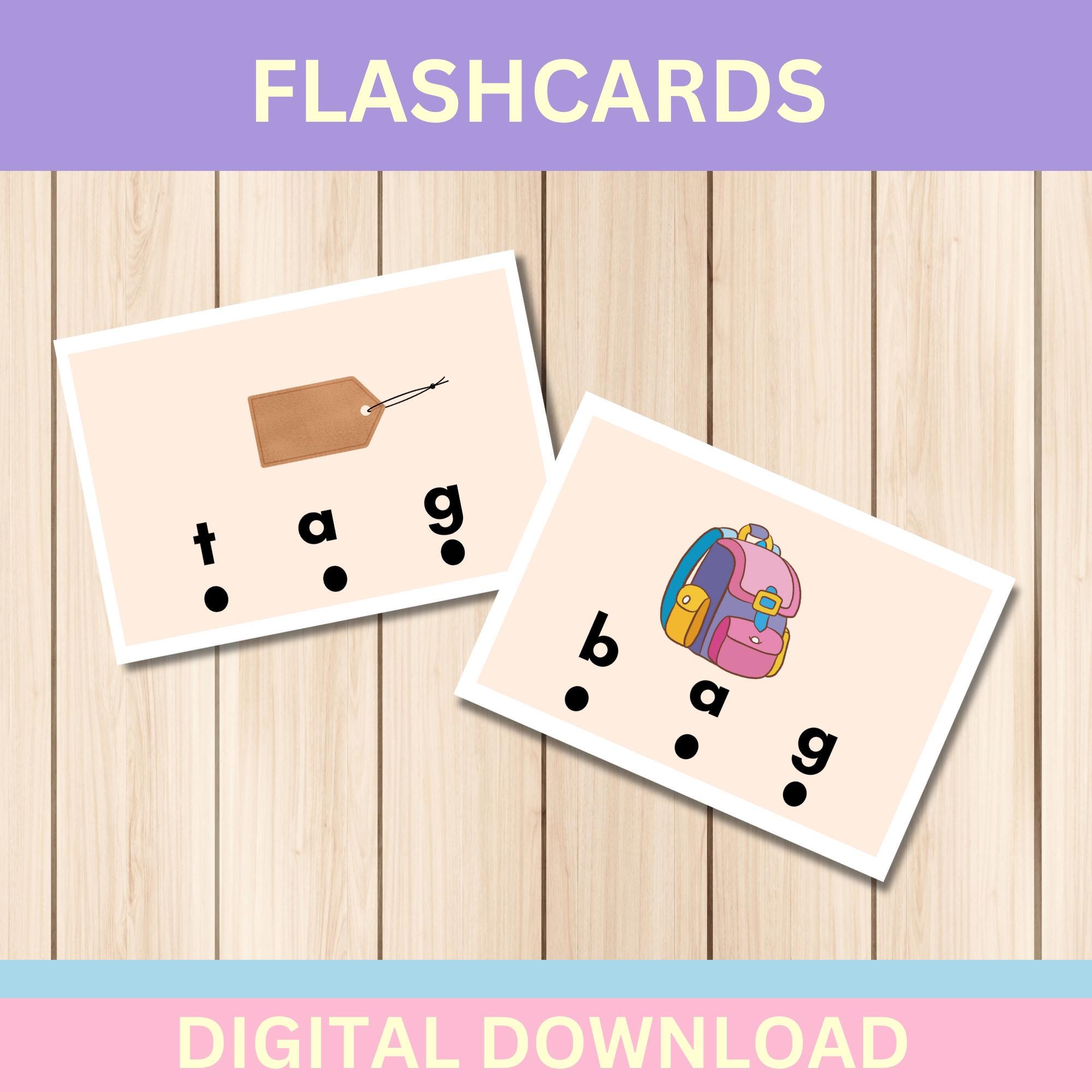 Word Family Flashcards in 2 Sizes | Instant Downloadable Digital ...