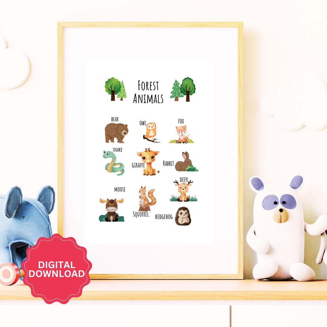 Forest Animals Educational Poster - Fun & Colorful Learning Chart for ...