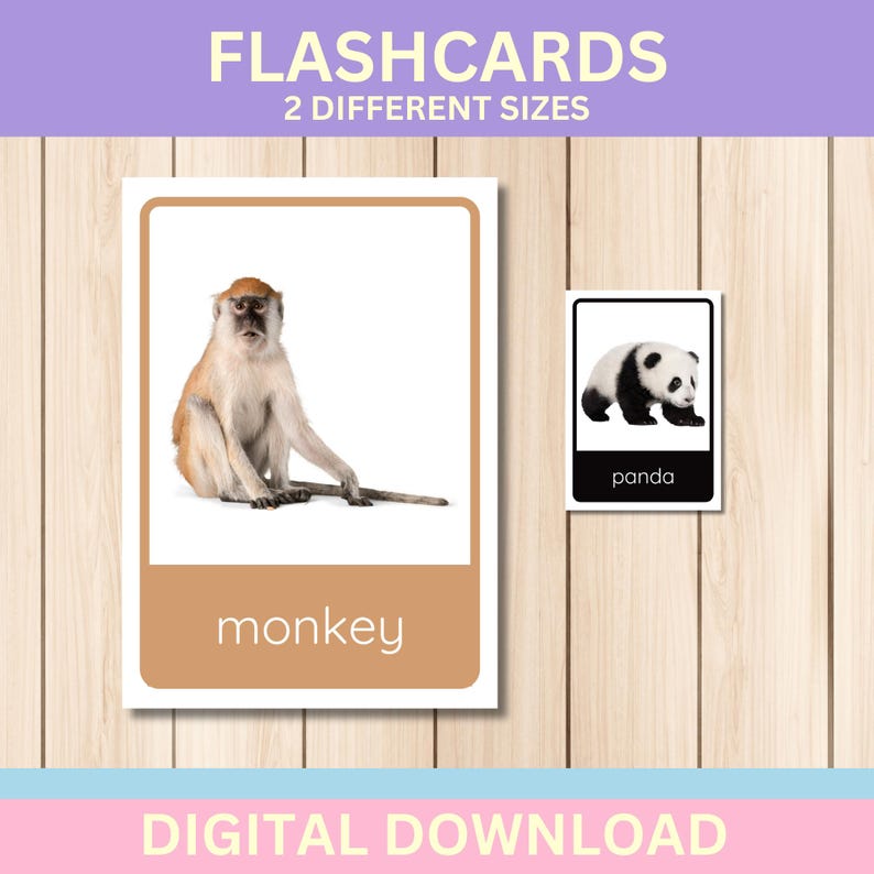 Animal Flashcards, 50 Printable Flashcards, Preschool Flashcards ...
