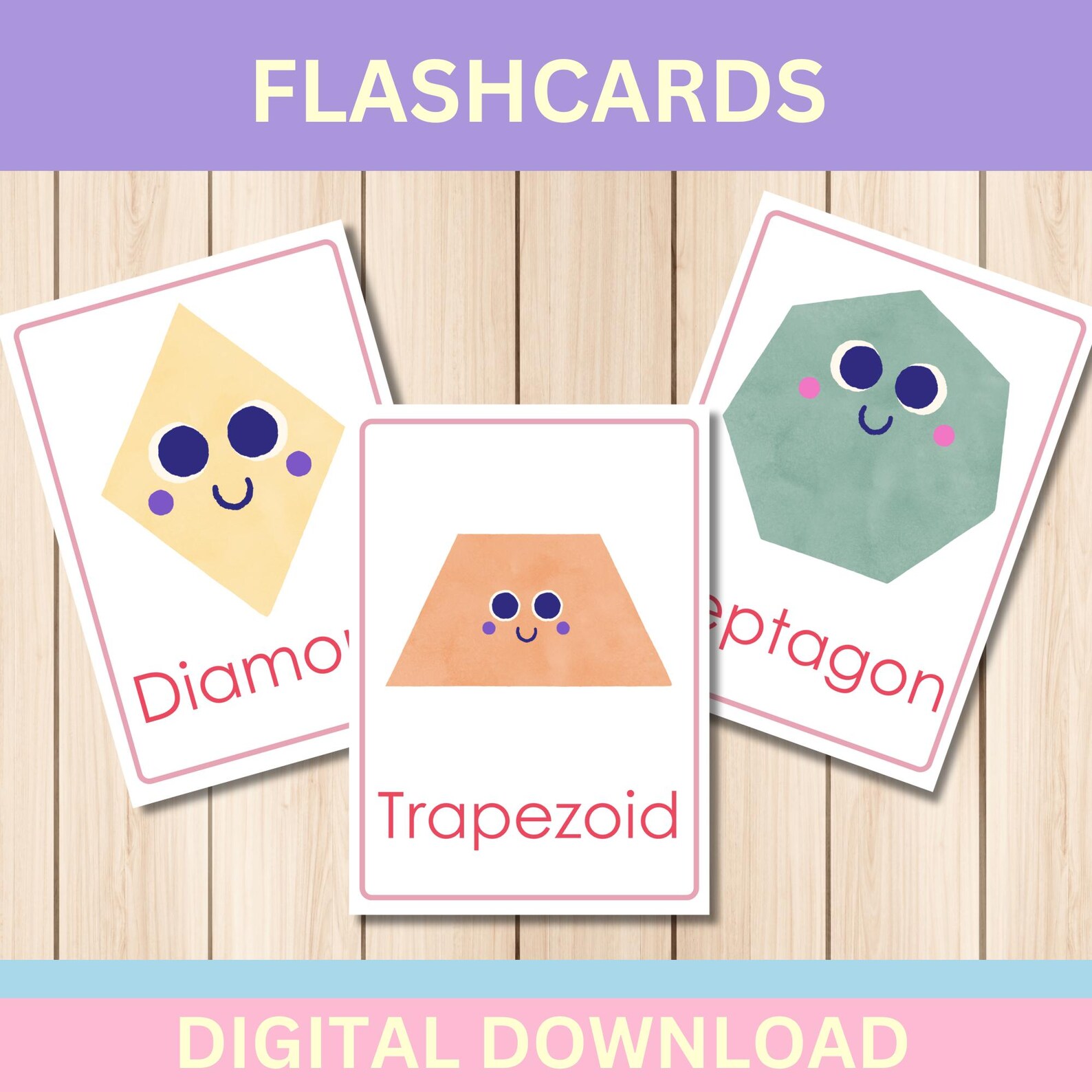 Geometric Shapes Flash Cards Printable Montessori Materials Preschool ...