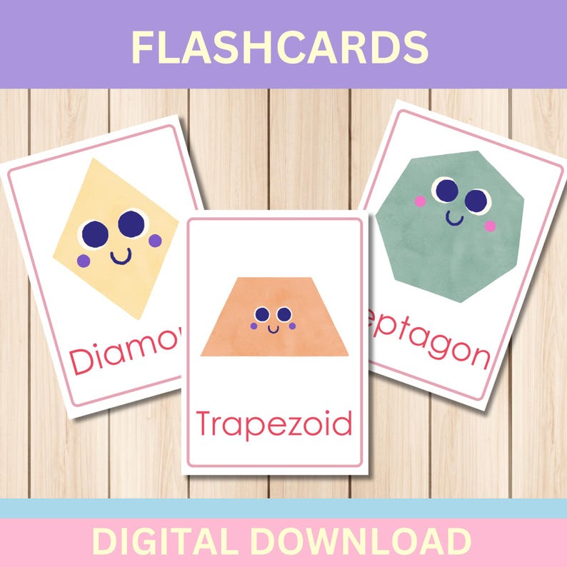 Geometric Shapes Flash Cards Printable Montessori Materials Preschool ...