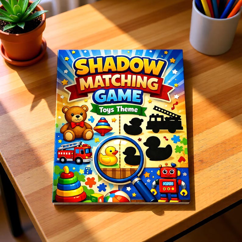 Shadow Matching Game Printable | Toys Theme Activity for Kids | 25‑page ...