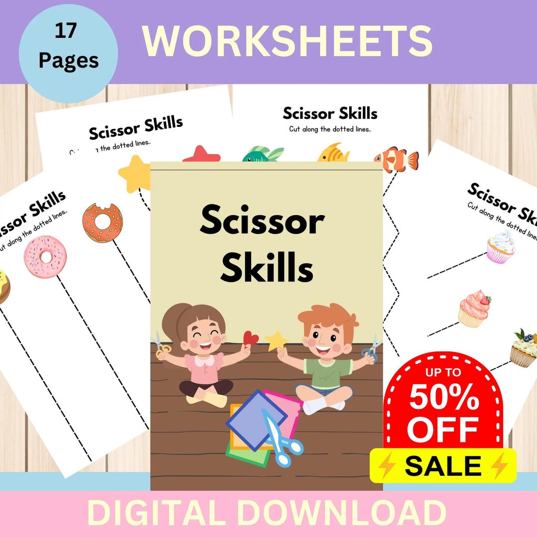 Cutting Skills Practice Worksheets | Digital Scissor Skills Activities ...