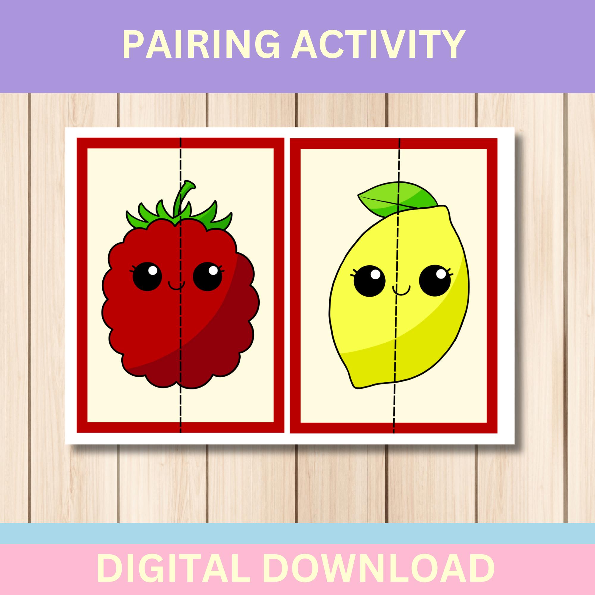 40 Cute Fruits and Vegetables Paring Activity for Kids | Learning ...