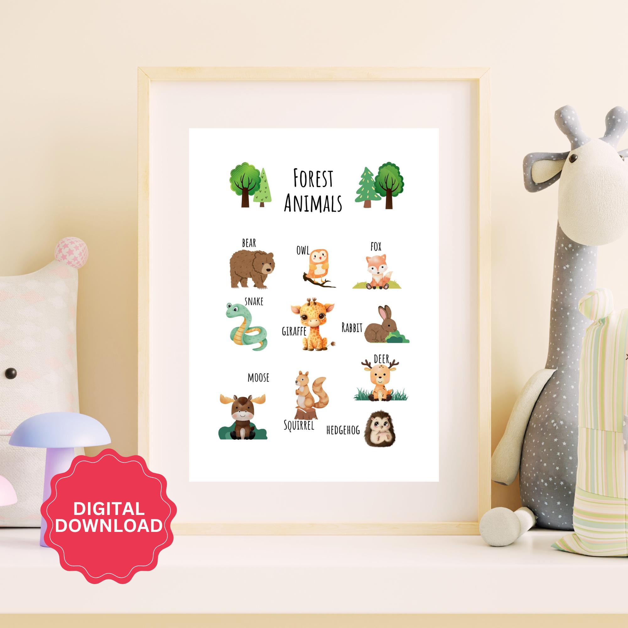 Forest Animals Educational Poster - Fun & Colorful Learning Chart for ...