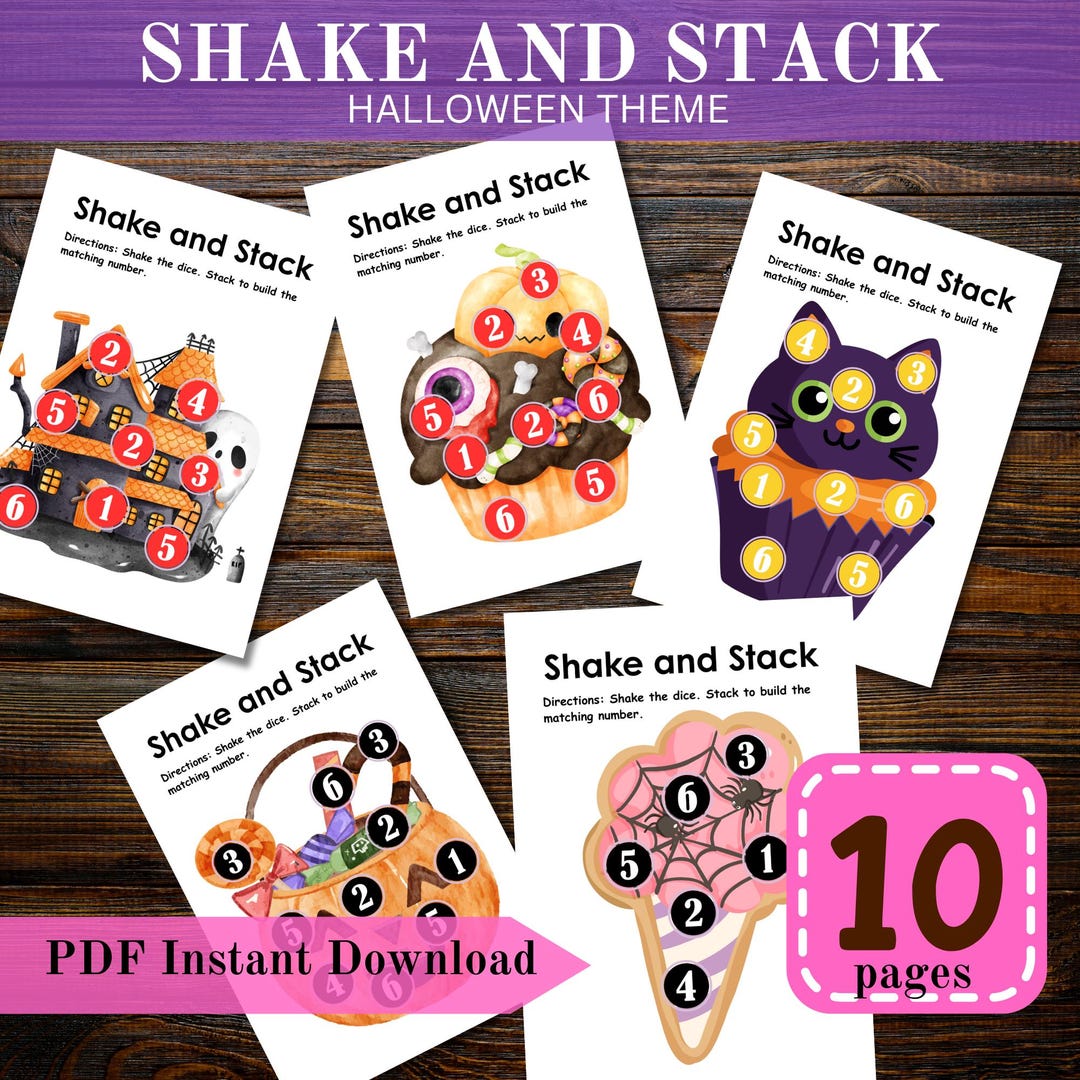 Halloween Shake and Stack Game for Kids | Printable PDF | Fun Counting ...