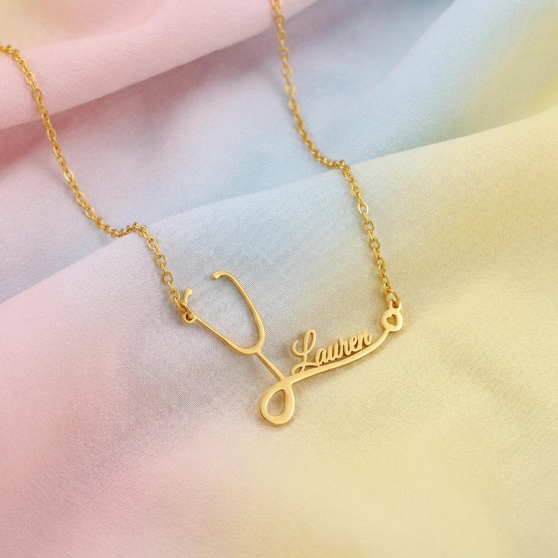 Personalized Stethoscope Name Necklace, Dainty Nurse Doctor Medical ...