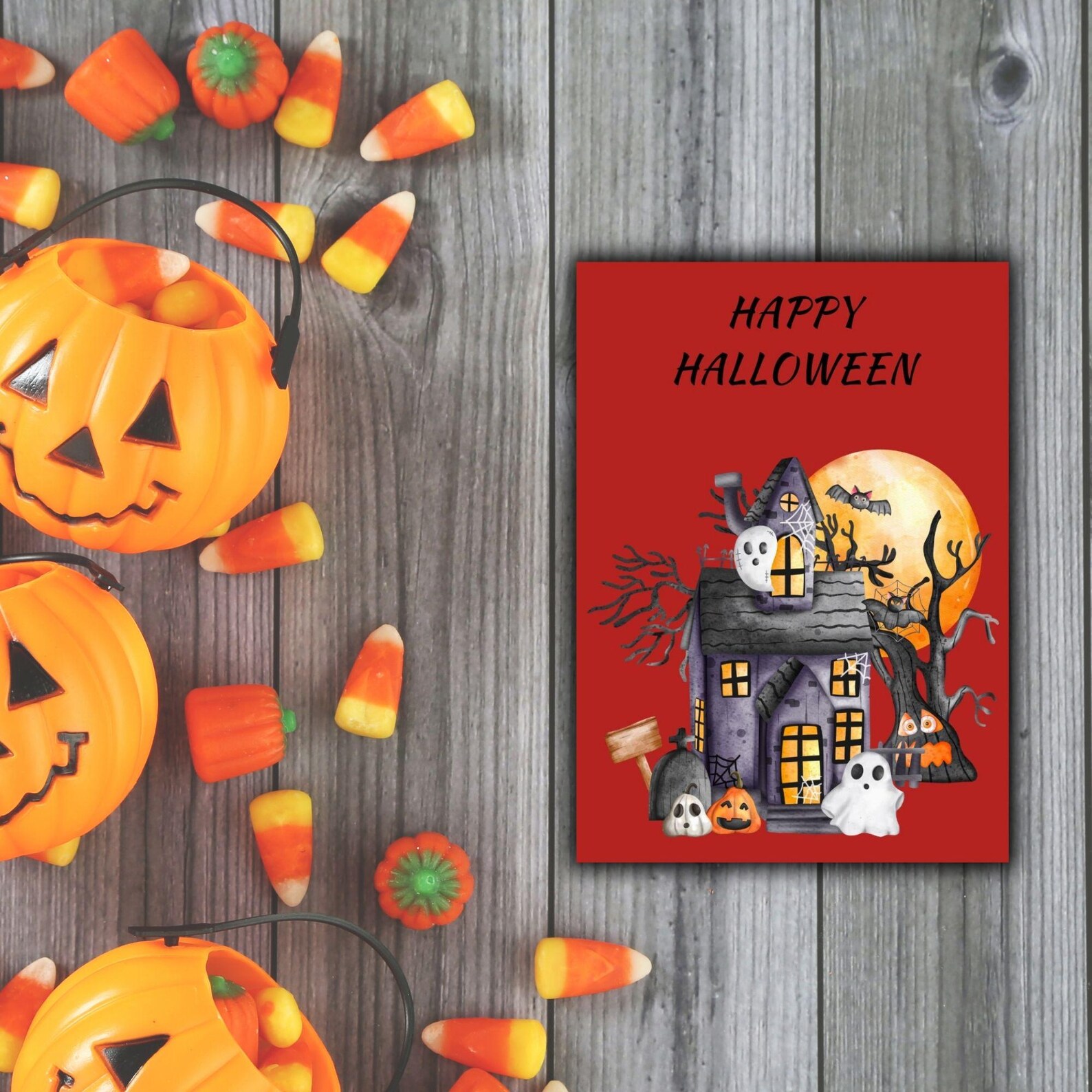Printable Halloween Card, Happy Halloween Card, Pumpkin Card, Childrens ...