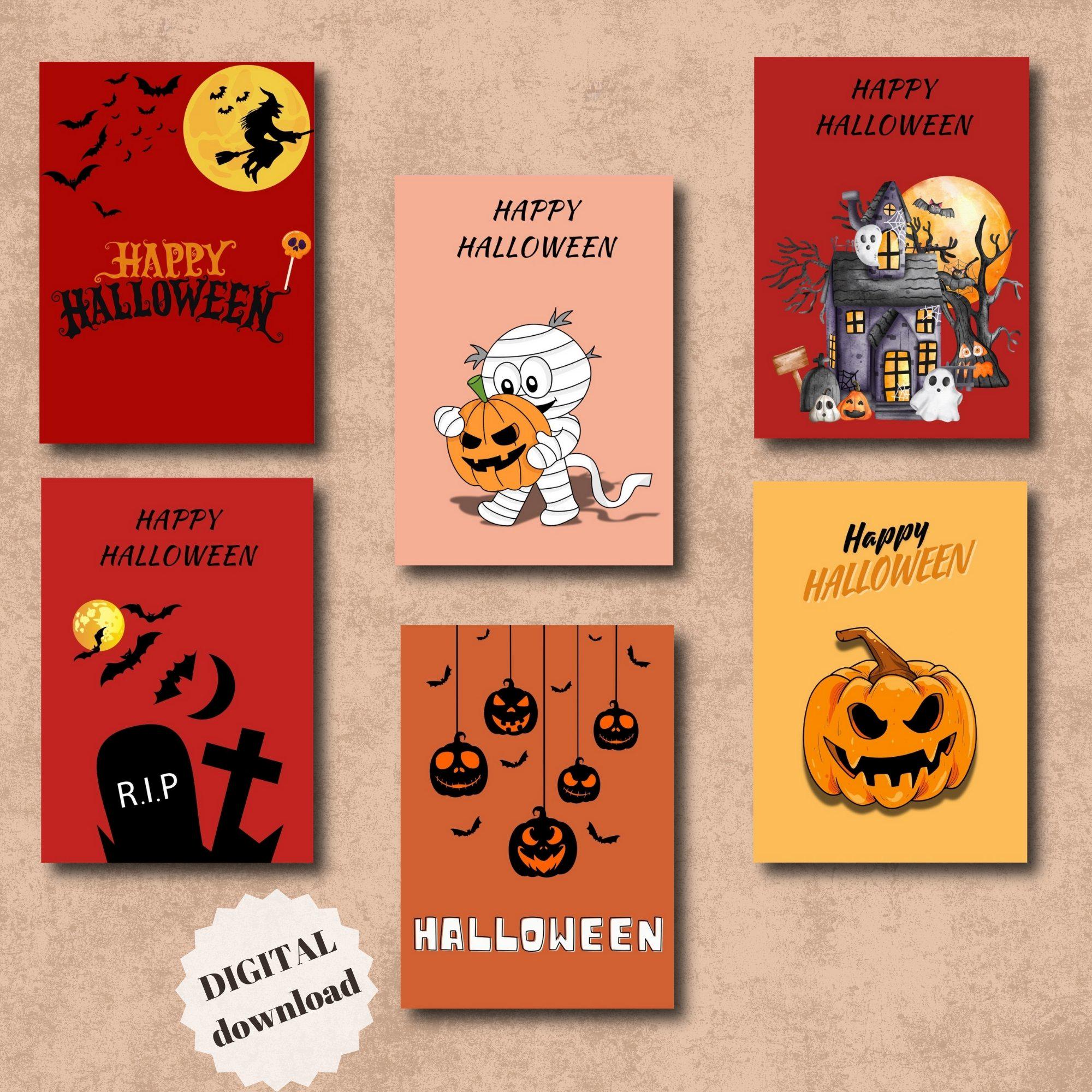 Printable Halloween Card, Happy Halloween Card, Pumpkin Card, Childrens ...
