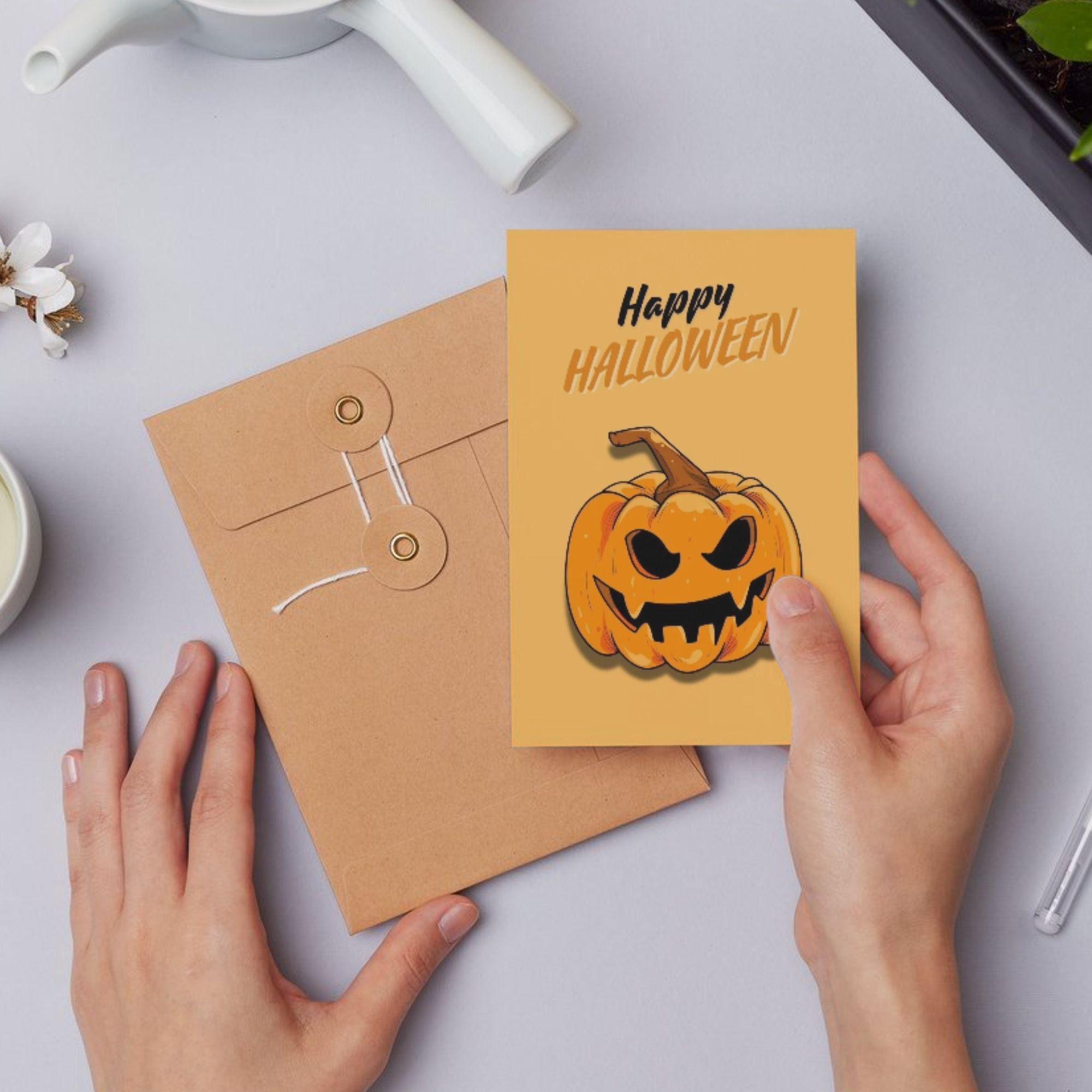 Printable Halloween Card, Happy Halloween Card, Pumpkin Card, Childrens ...