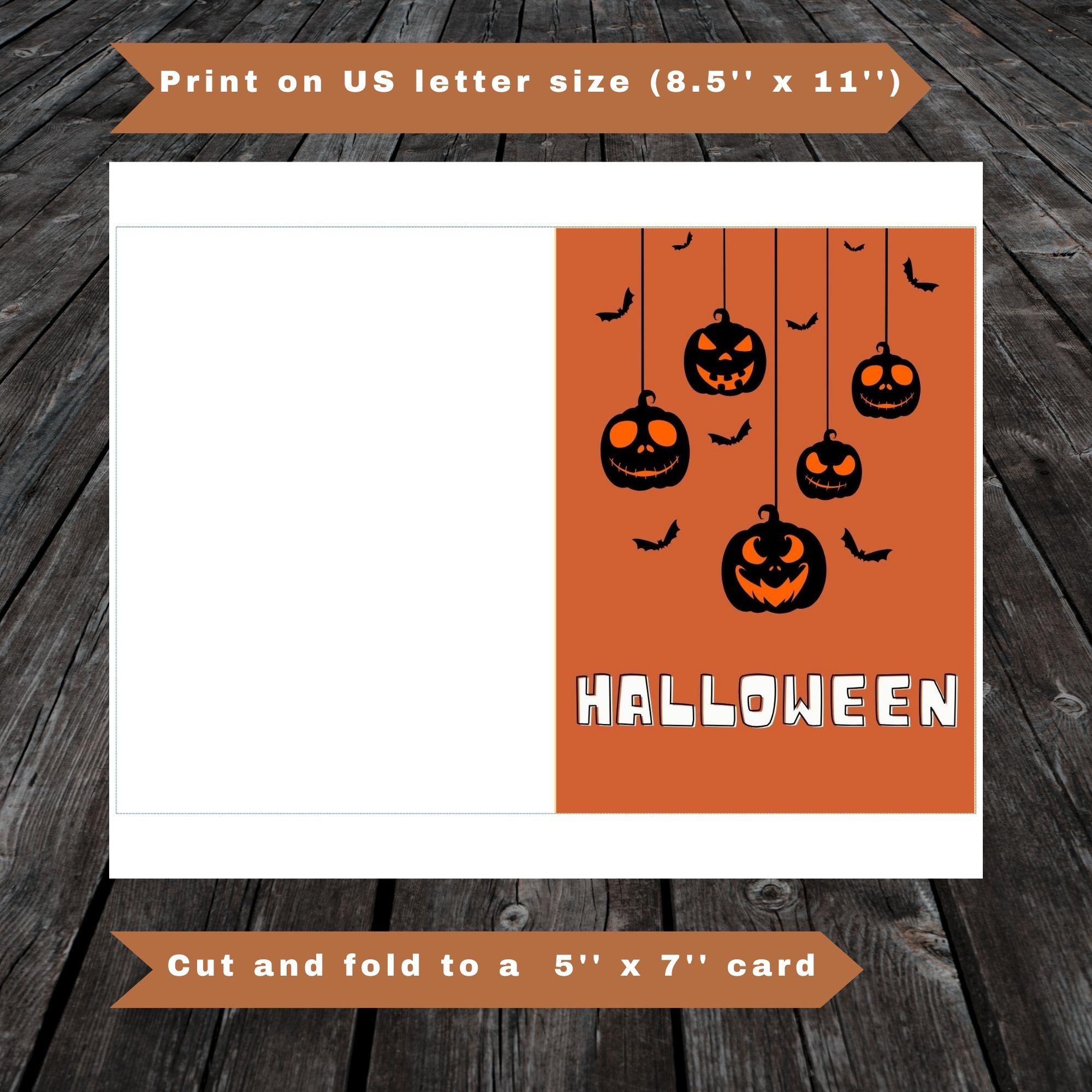 Printable Halloween Card, Happy Halloween Card, Pumpkin Card, Childrens ...