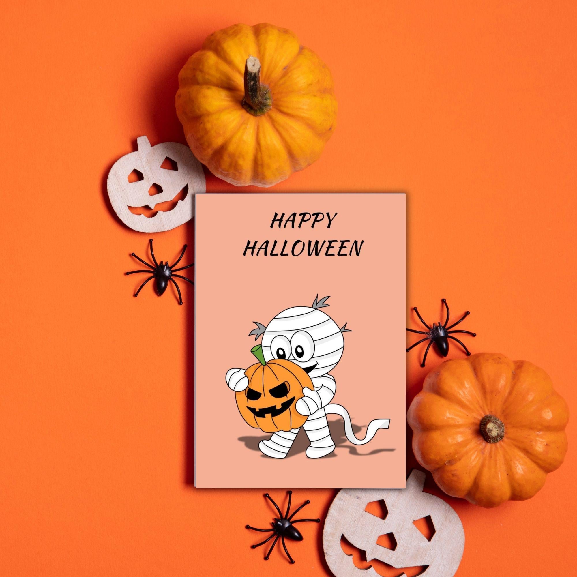 Printable Halloween Card, Happy Halloween Card, Pumpkin Card, Childrens ...