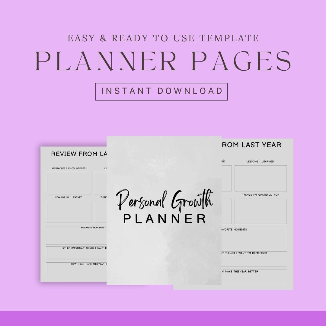 Personal Growth Planner Template, Personal Growth Workbook, Personal ...