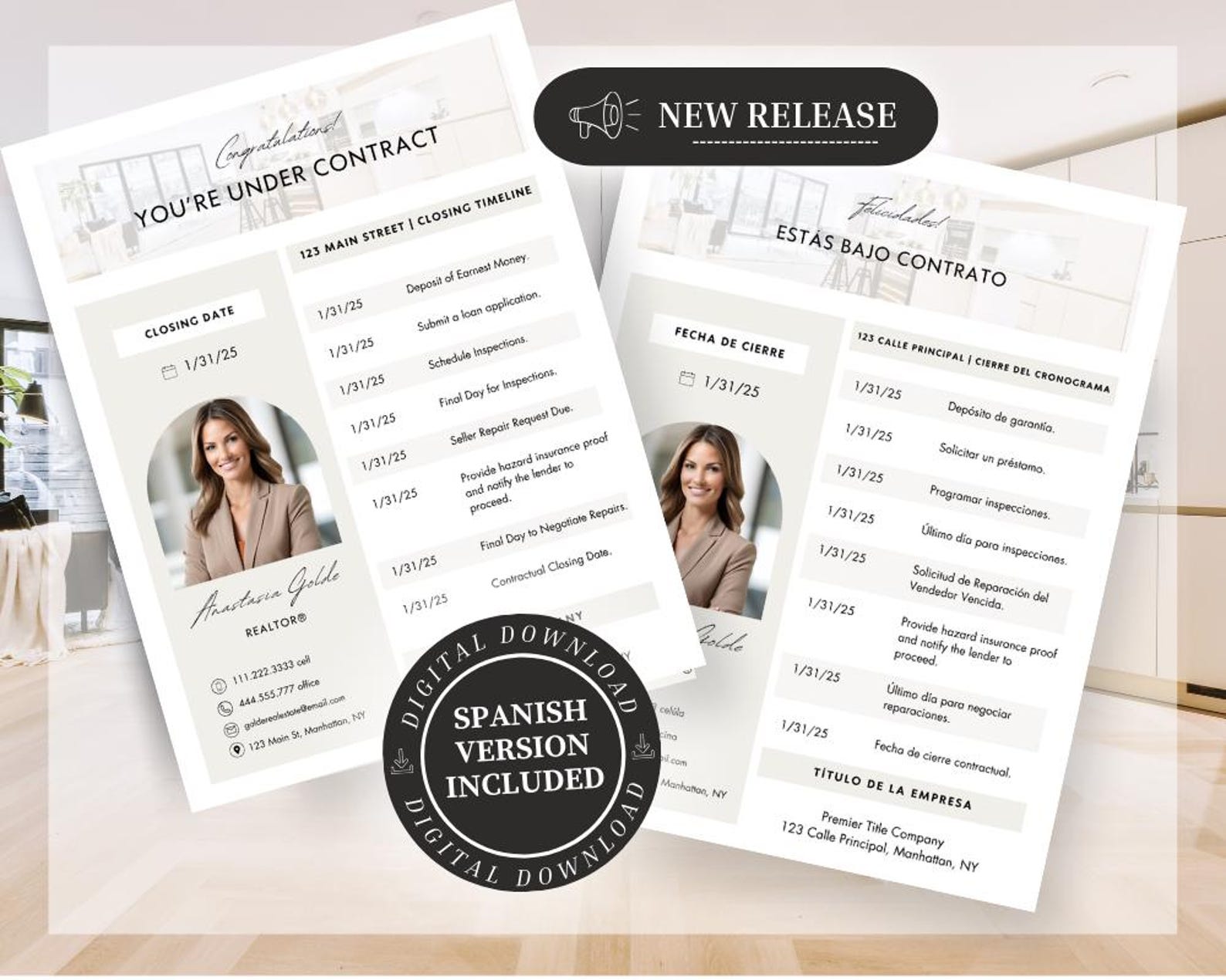 Bilingual Realtor Closing Timeline Sheet: English & Spanish (printable ...