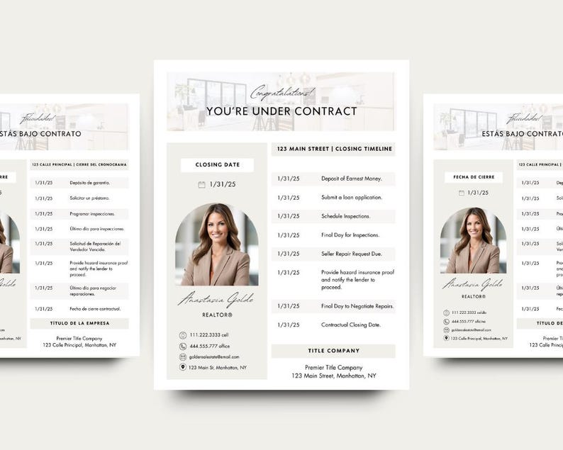 Bilingual Realtor Closing Timeline Sheet: English & Spanish (printable ...