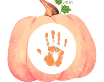 Pumpkin Handprint Art Printable, Pumpkin Printable, Fall Art Print ...