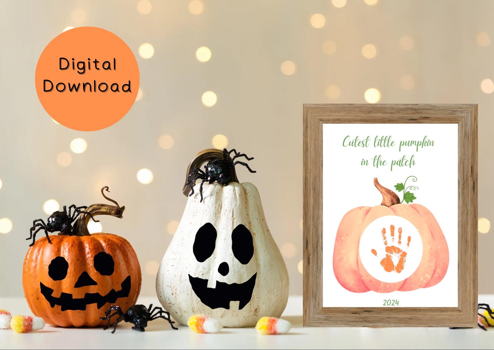 Pumpkin Handprint Art Printable, Pumpkin Printable, Fall Art Print ...