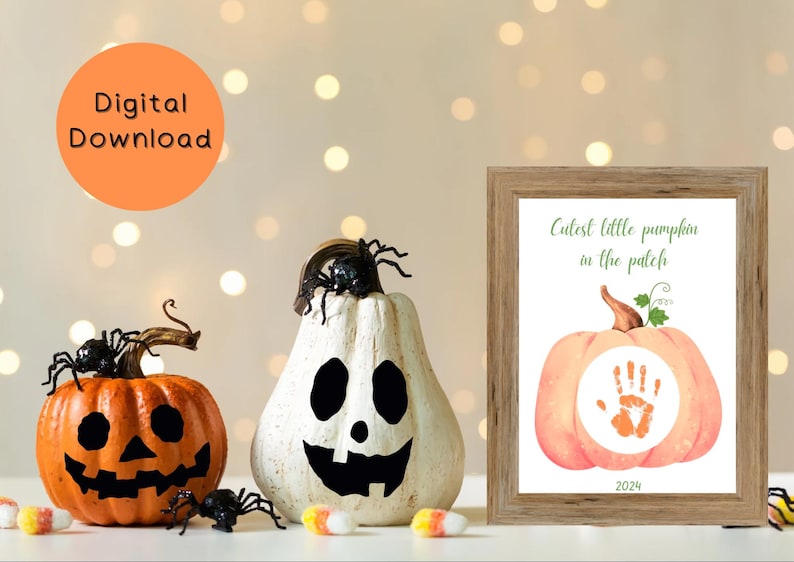 Pumpkin Handprint Art Printable, Pumpkin Printable, Fall Art Print ...