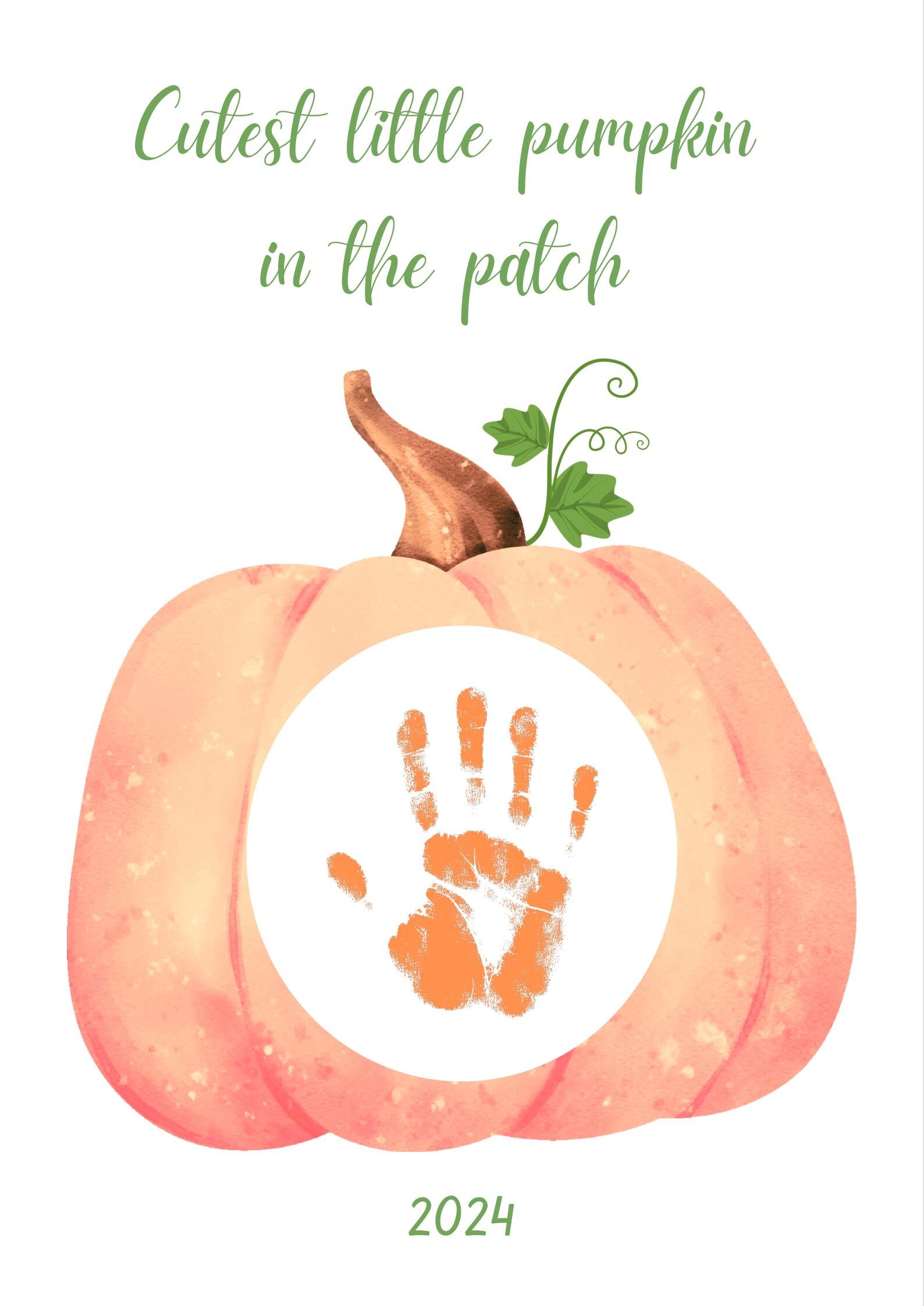 Pumpkin Handprint Art Printable, Pumpkin Printable, Fall Art Print ...