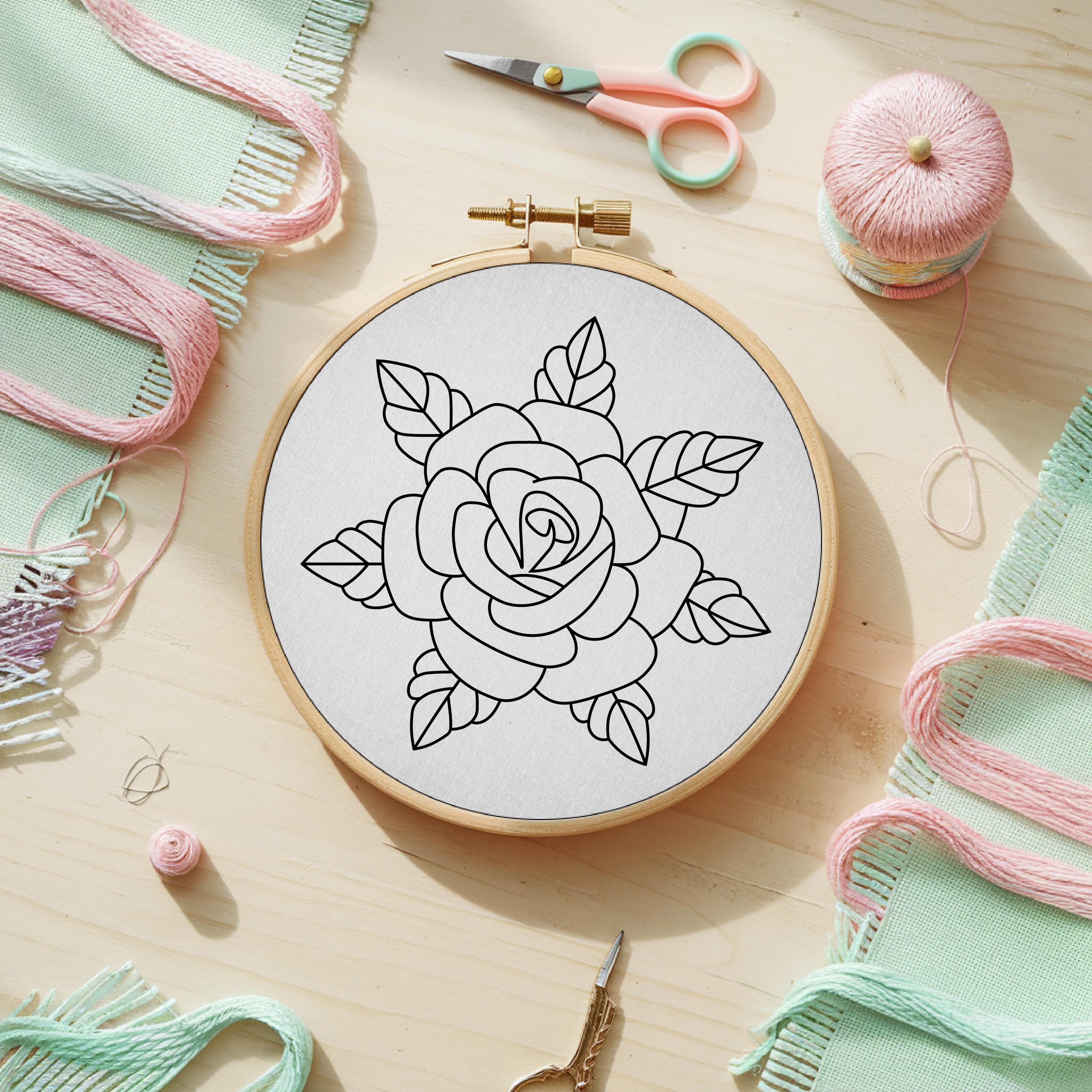 Rose Embroidery Pattern, Floral Embroidery Pattern, Beginner Embroidery ...