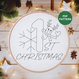 Baby First Christmas Embroidery Pattern, Printable Christmas Embroidery ...