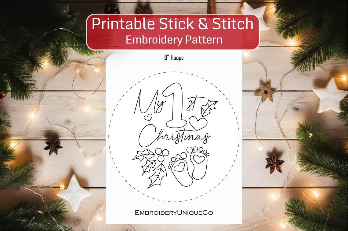 My First Christmas Embroidery Pattern, Printable First Christmas ...