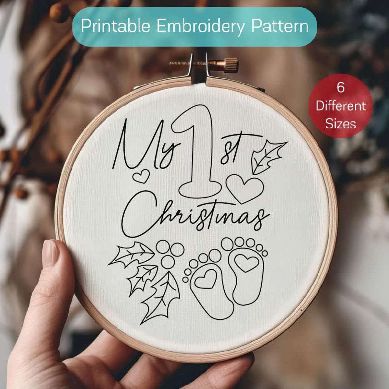 My First Christmas Embroidery Pattern, Printable First Christmas ...