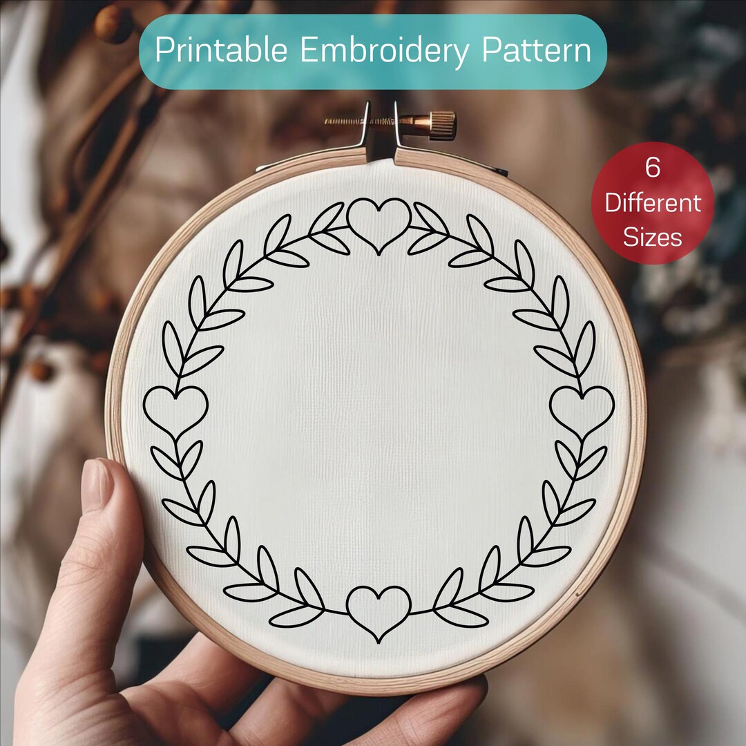 Flower Wreath Embroidery Pattern, Frame Embroidery Pattern, Floral ...