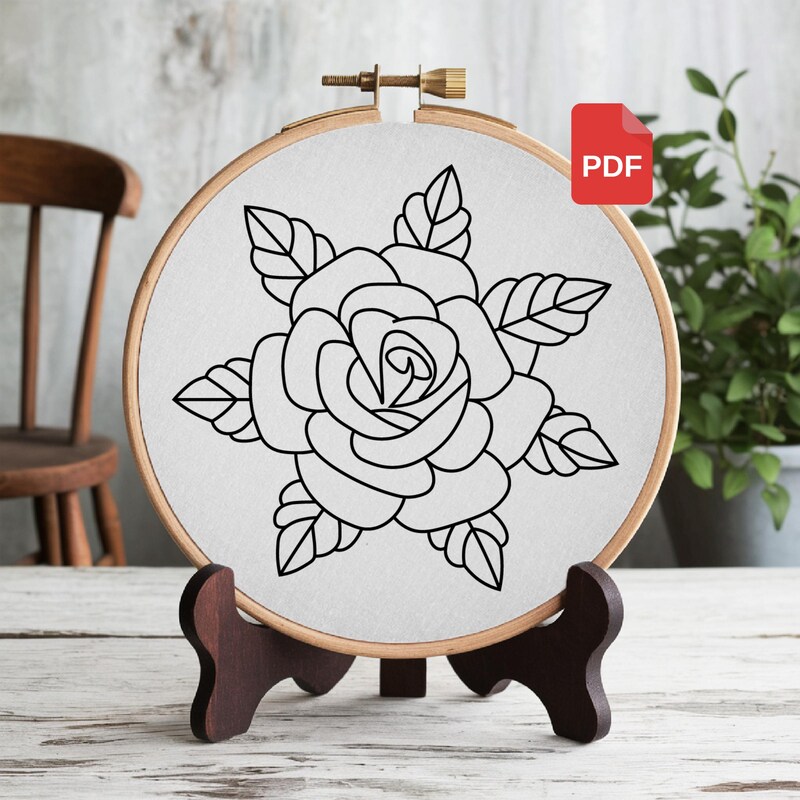 Rose Embroidery Pattern - Etsy