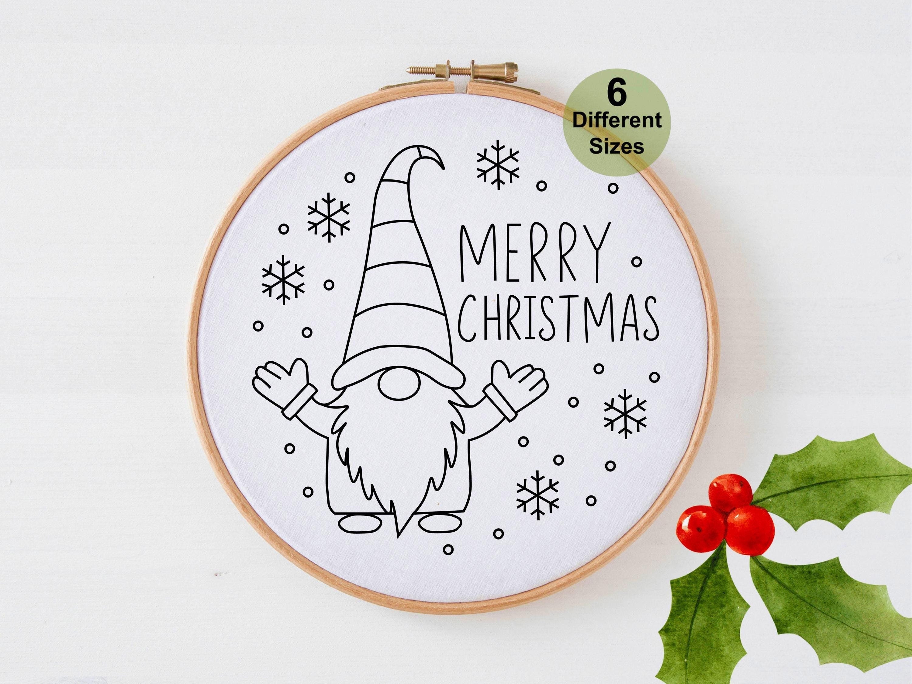 Printable Gnome Embroidery Pattern, Christmas Gnome Embroidery Pattern ...