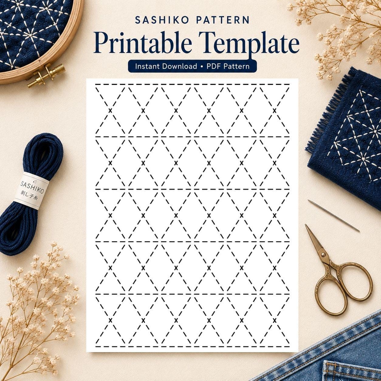 Sashiko Pattern Bundle, Printable Japanese Embroidery Templates, 7 ...