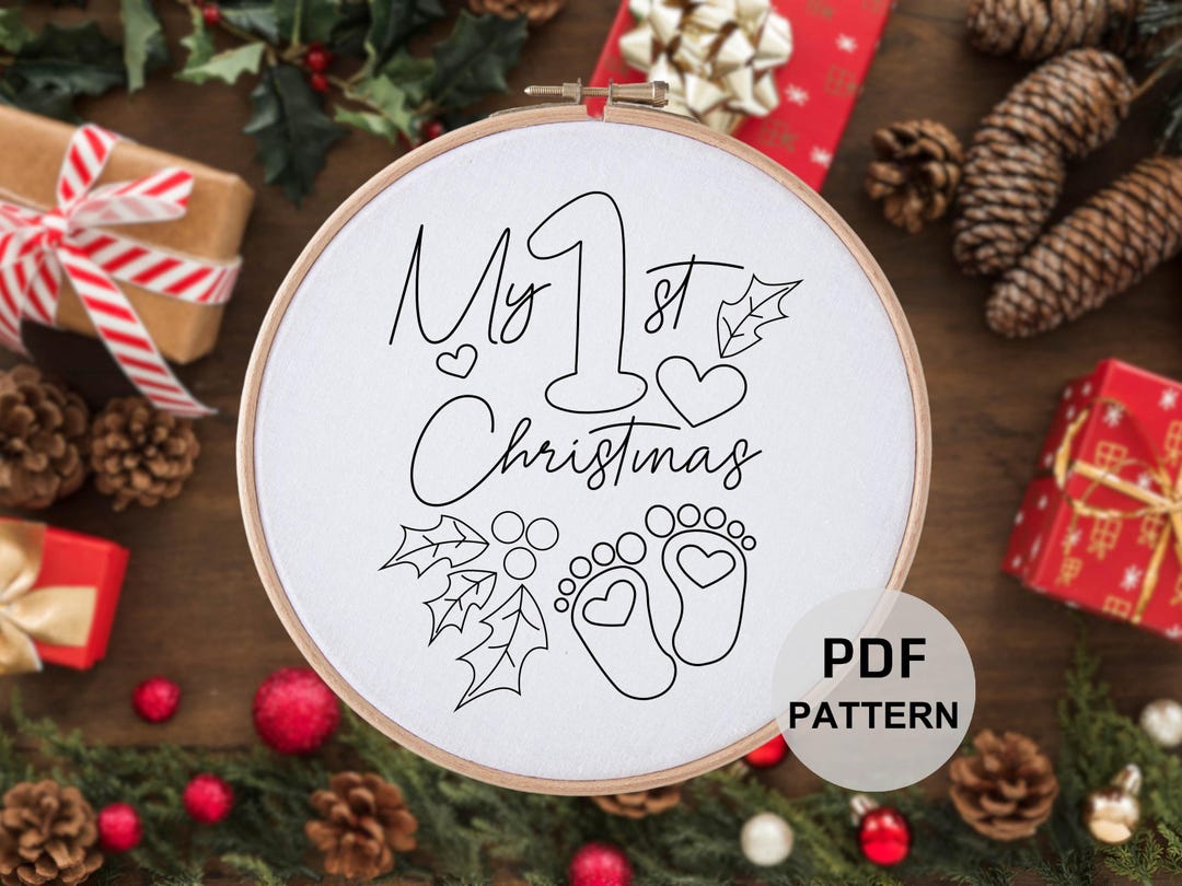 My First Christmas Embroidery Pattern, Printable First Christmas ...