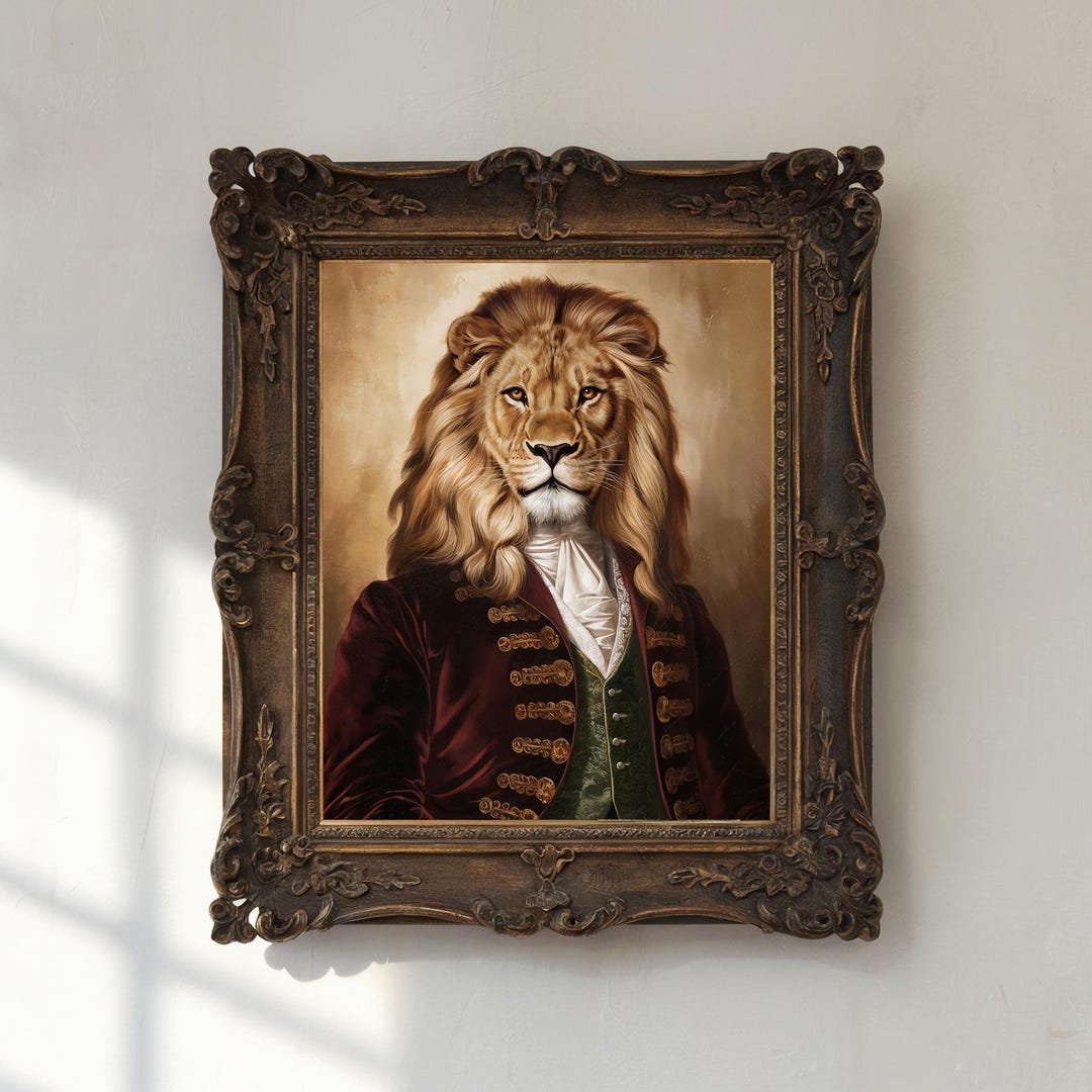 Vintage Lion Print, Victorian Lion, Antique Nursery Wall Art, Printable ...
