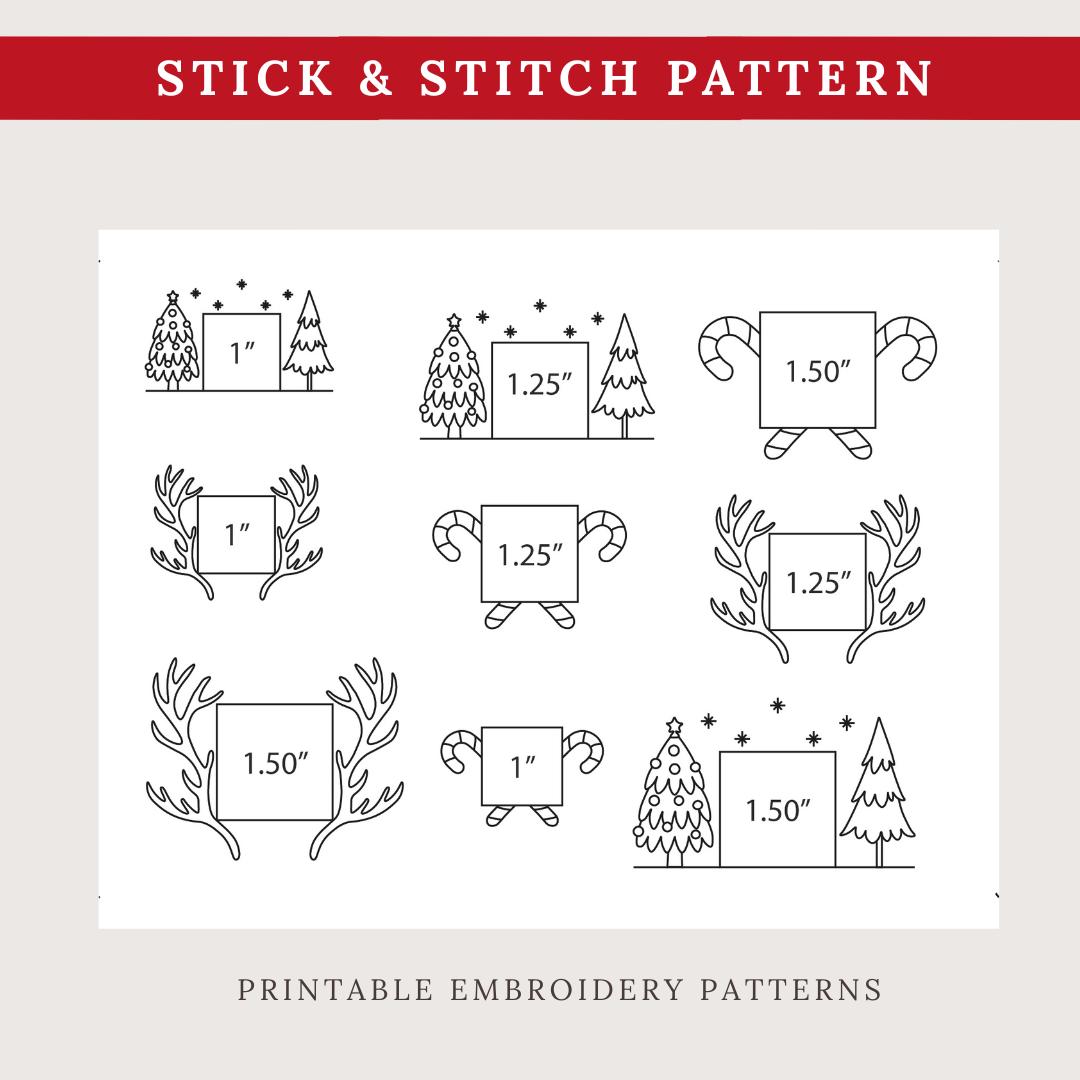 Christmas Beanie Stick and Stitch PDF – Beanie Logo Frame Templates, 3 ...