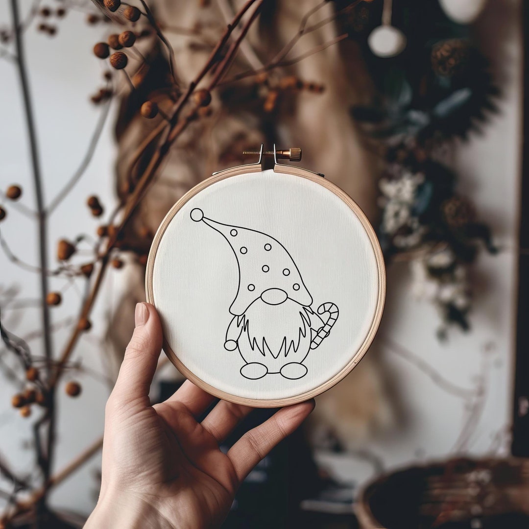 Printable Gnome Embroidery Pattern, Christmas Gnome Embroidery Pattern ...