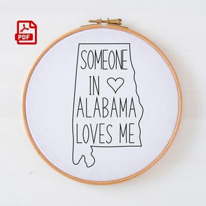 Alabama Embroidery Pattern, Alabama State Map, Printable Embroidery ...