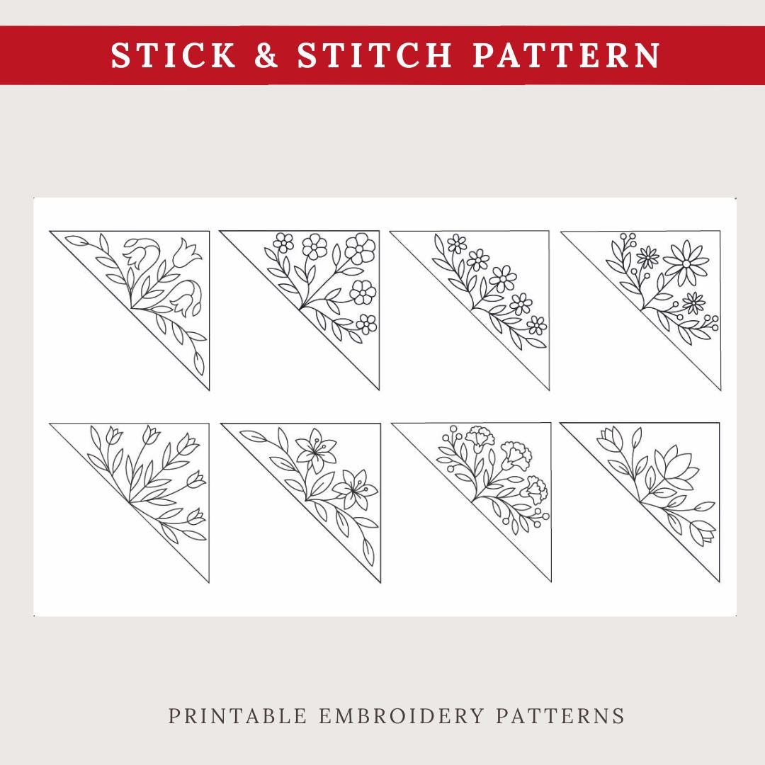 Floral Bookmark Embroidery Pattern, Printable Stick and Stitch, Water ...