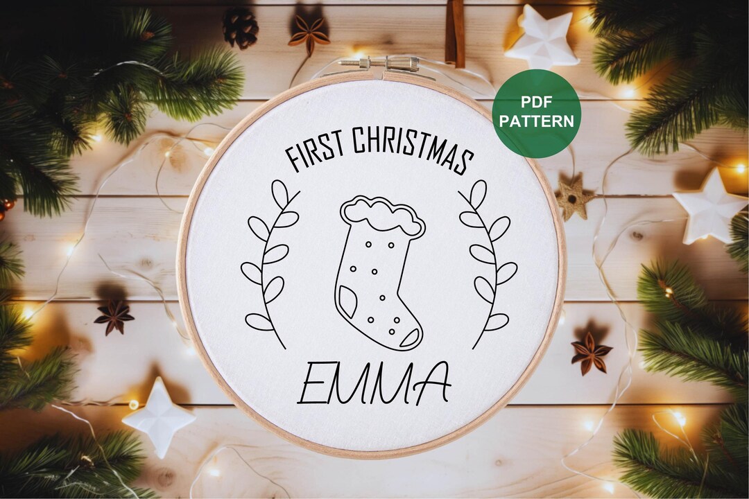 Personalized Baby First Christmas Embroidery Pattern, Printable First ...