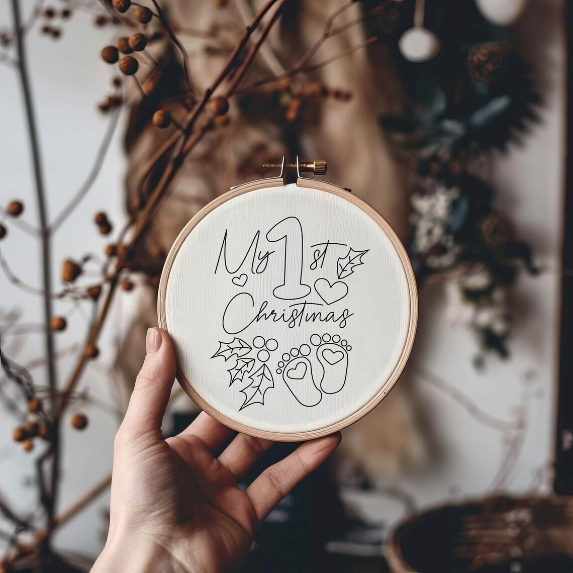 My First Christmas Embroidery Pattern, Printable First Christmas ...