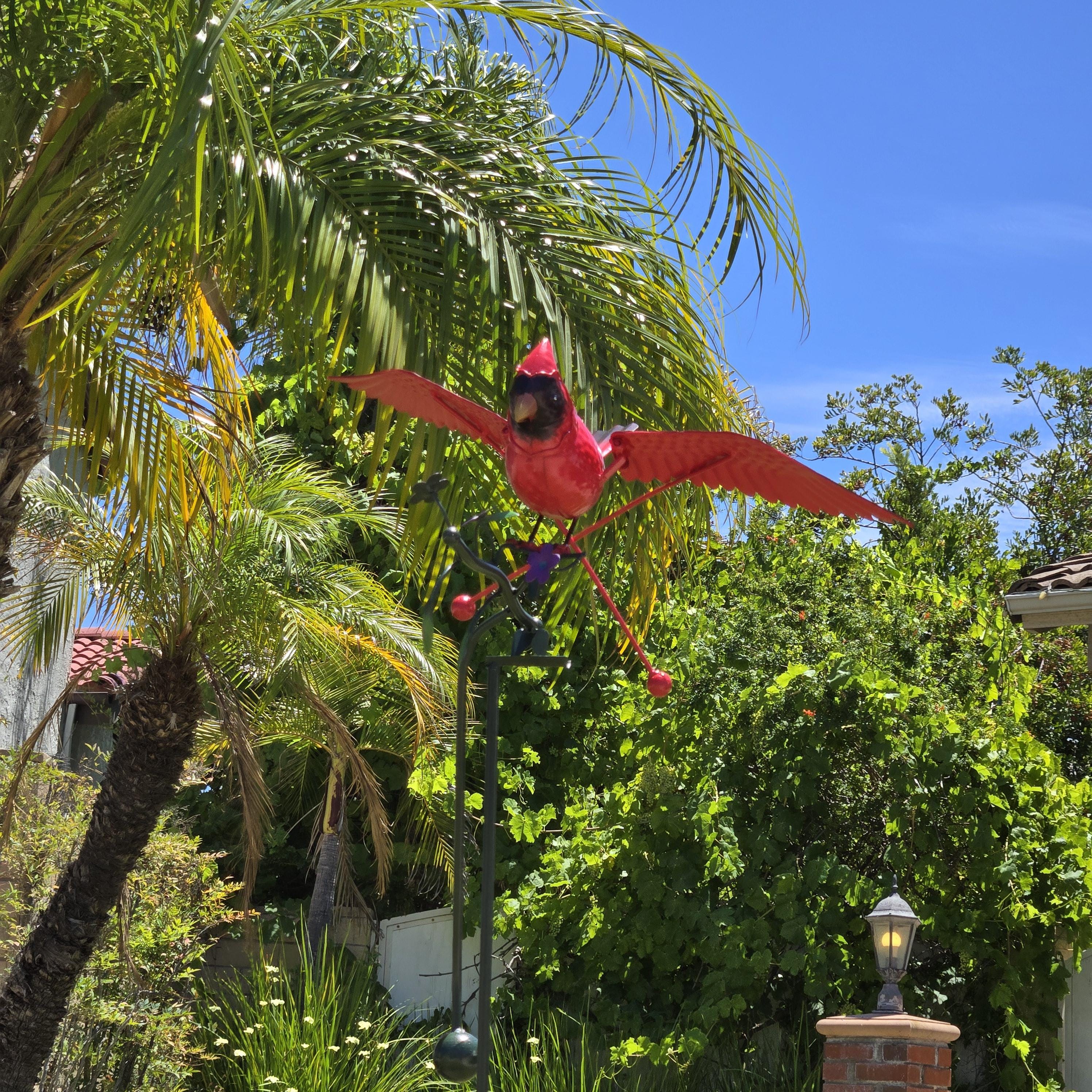 Metal Flying Cardinal Rocker: Balancing Garden Ornament Decoration ...