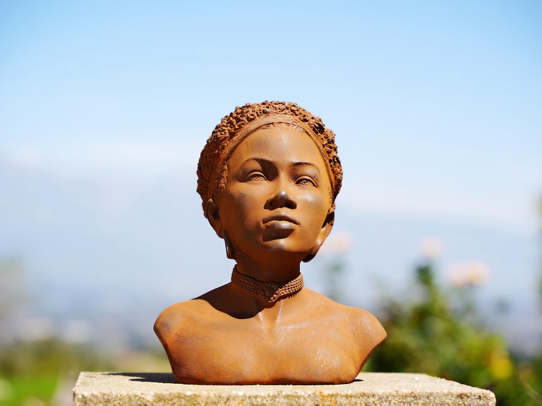 Metal African Woman Bust - Handmade Cast Iron Garden Decor for Home ...