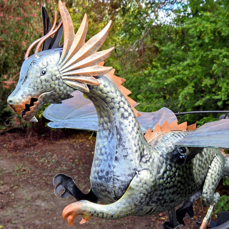 Metal Dragon Rocker – Rustic Outdoor Sculpture, Yard Art Decor - Etsy