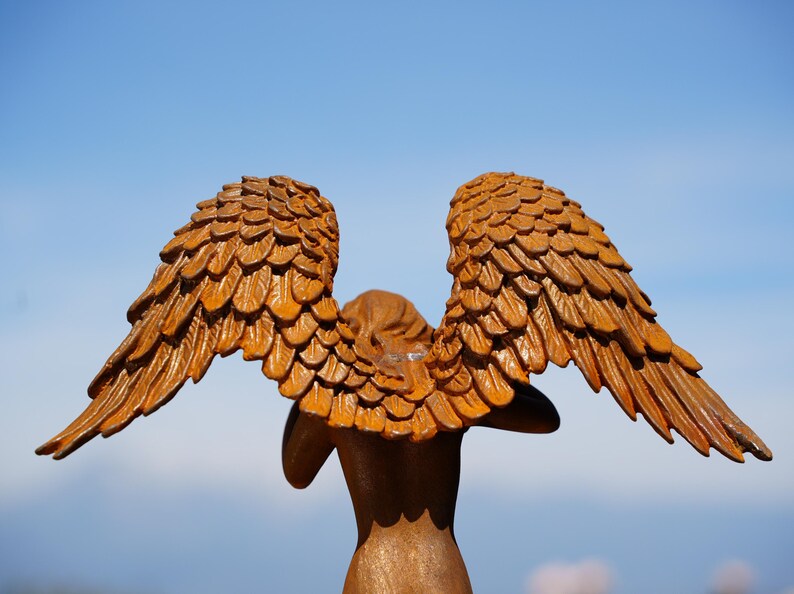 Metal Cast Iron Veiled Angel Statue - Heavy Vintage Sculpture for ...